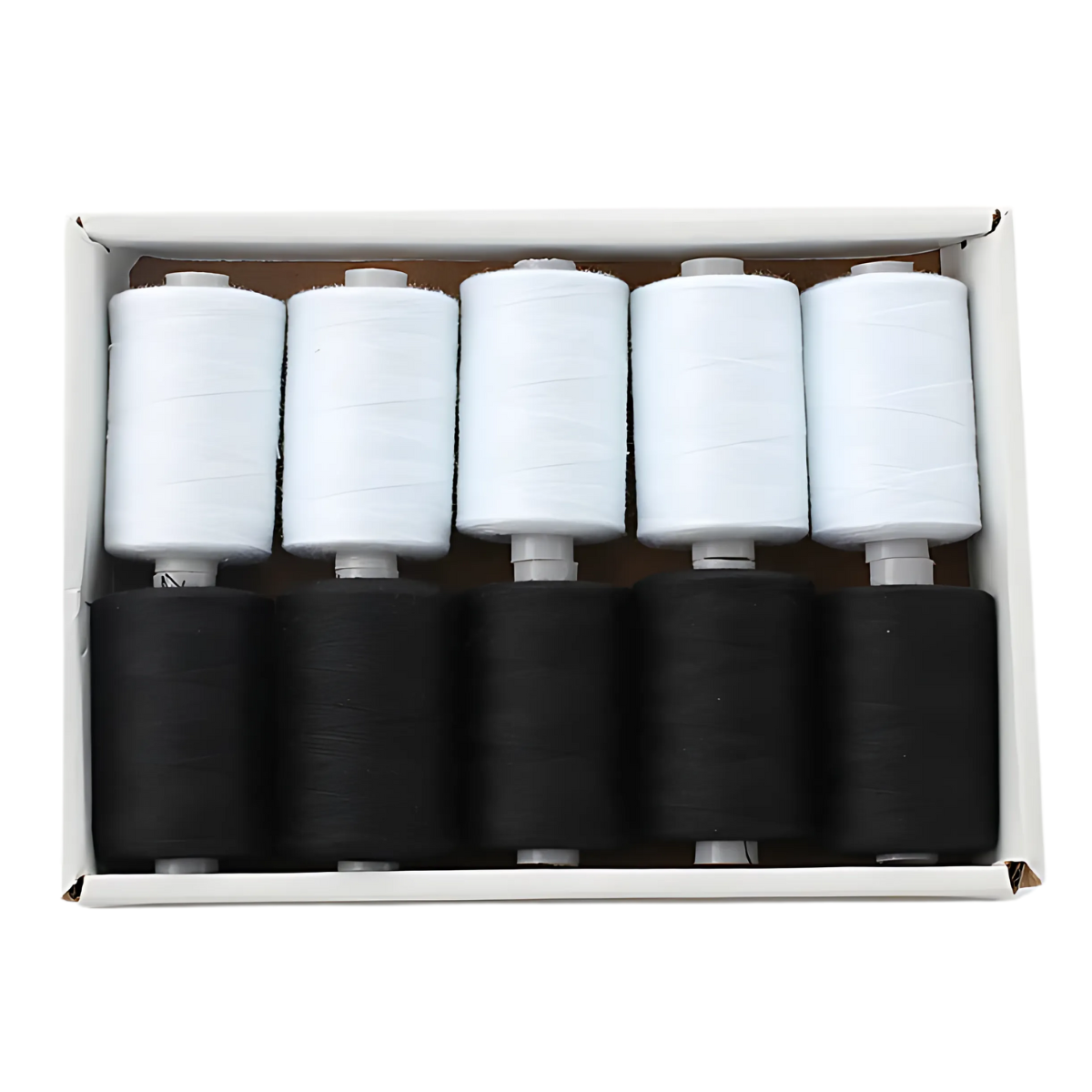 30wt 1000yd Black&White - 100% Polyester Thread 10 Pack