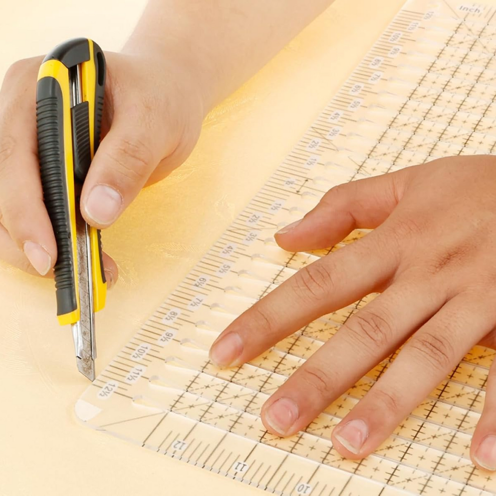 Slotted Quilting Ruler for Fabric Cutting