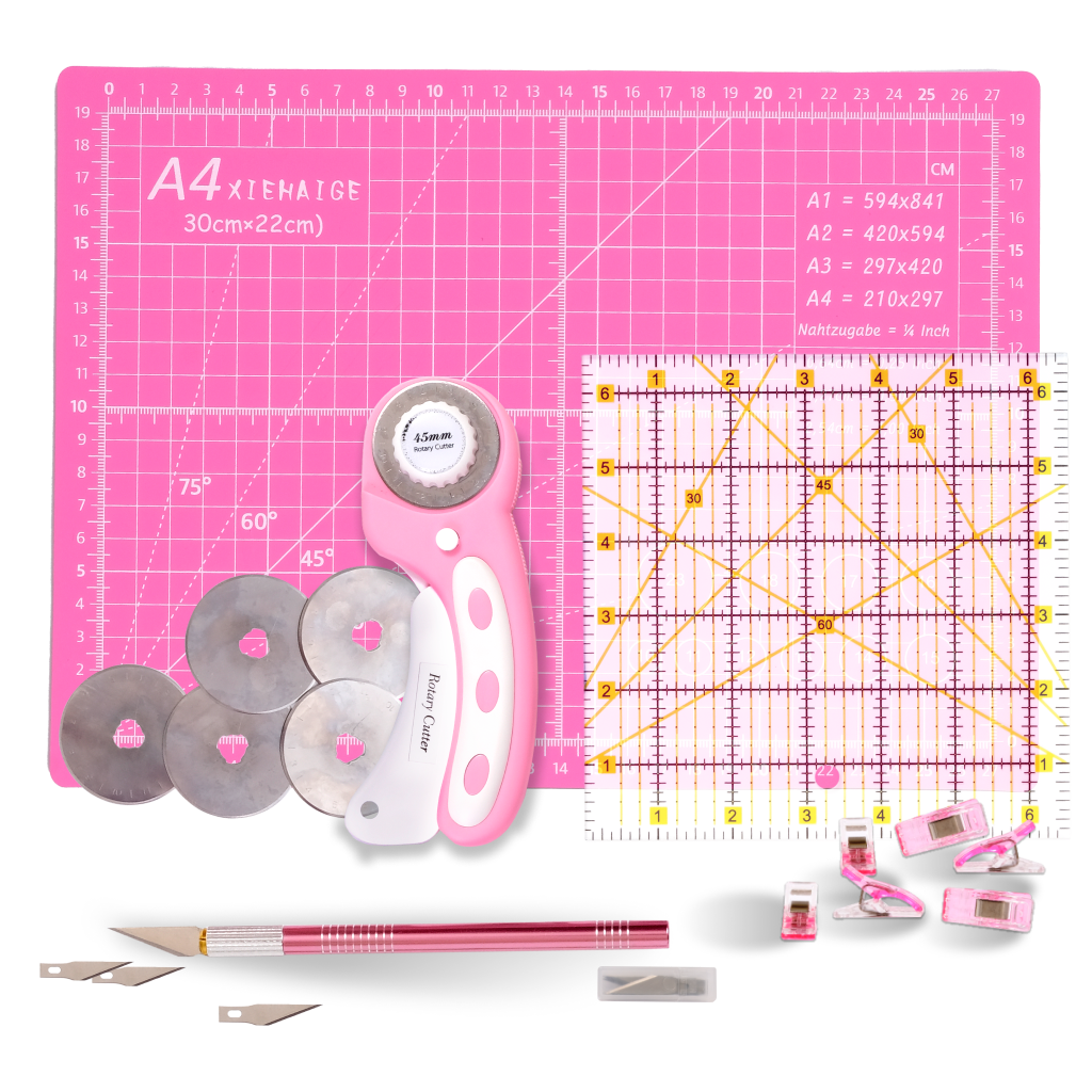 39-Piece Quilting Kit for Beginners – Rotary Cutter, Cutting Mat & More